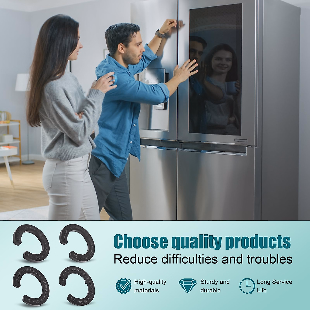 DA99-04158A Refrigerator Door Hinge Shims Height Adjustment for Samsung Refrigerator 3282540, PS6448337, AP5668209, DA99-04158A,DA60-00314C Replacement Parts(4 Pcs)