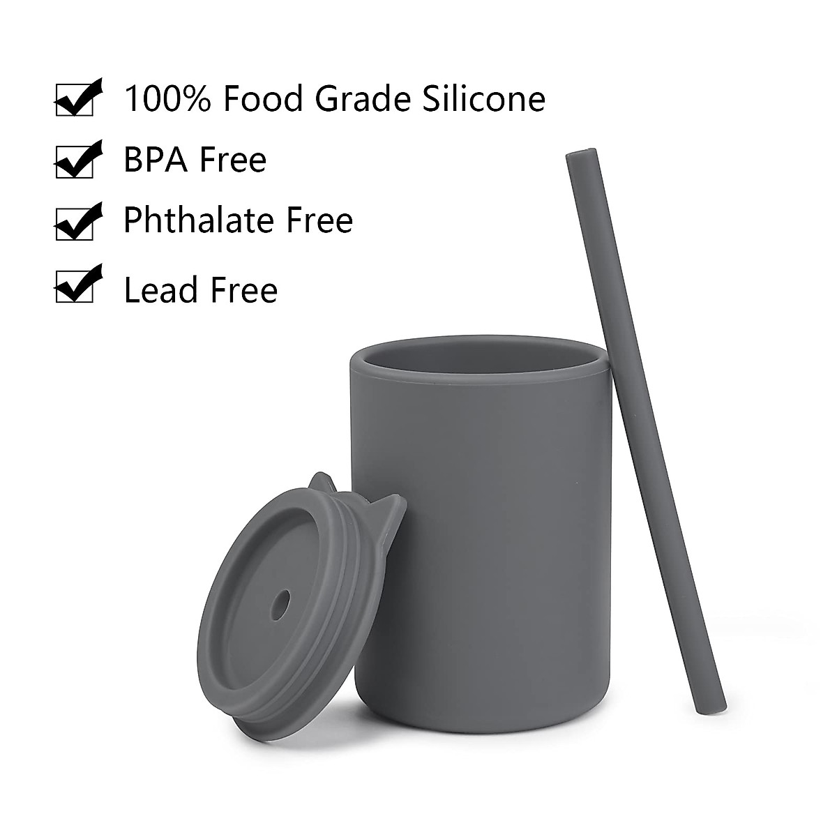 Straw Cups for Toddlers 12M+, Silicone Baby Cup with Straw Non-smell, Silicone Straw Cup 5oz.