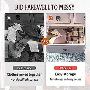 COSIFO 2PC Sock Bra Organizer Divider with Lid, 17 Cells Fabric Divider Underwear Drawer Organizer, Foldable Closet Storage Boxes Case for Socks, Bras, Ties, Towels, Scarves, Beige