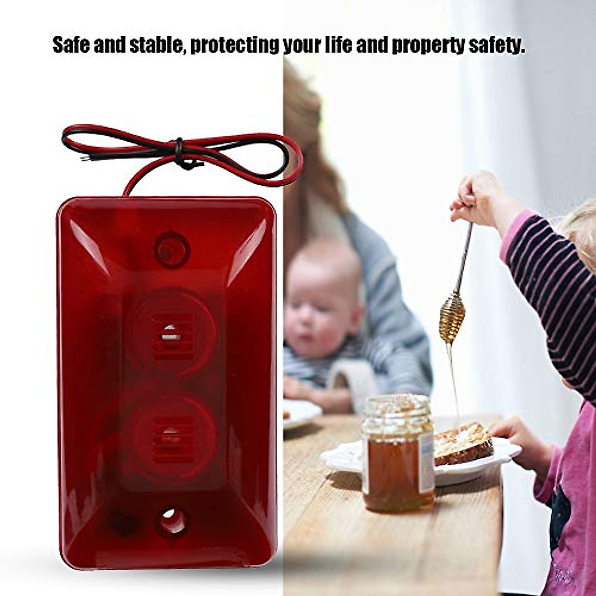 12V 15W Wired Strobe Siren,Sound and Light Alarm System,Sound Alarm Strobe Flashing Red Light 120dB for Home Security
