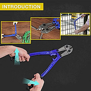 KOTTO Bolt Cutter Pliers Set Industrial Heavy Duty Soft Rubber 14" and Mini 8" High Leverage Cable Cutter with Carrying Case Easily Cut Locks, Barbed Wire, Thick Wire