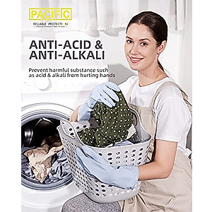 PACIFIC PPE 12 Pairs Dishwahsing Gloves, 12 Inches Rubber Gloves, Blue Kitchen Gloves, Long Dish Gloves for Household Cleaning, Gardening, Small