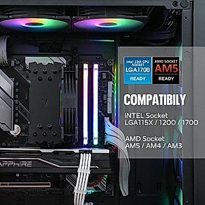 Vetroo V5 CPU Air Cooler with 5 Heat Pipes 120mm FDB PWM Processor Cooler for Intel LGA 1700/1200/115X AMD AM5/AM4 w/Addressable RGB Lights Sync (V5, Black)