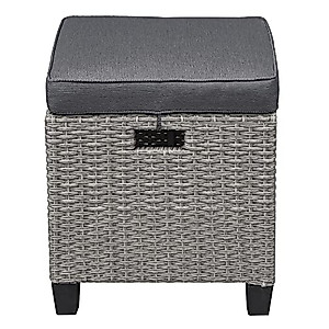 FANYE 5 Pieces All Weather Outdoor Patio Furniture Conversation Sets PE Wicker Rattan Sectional Couch Include 1 Table, 2 Sofas, 2 Ottomans and 3 Pillows Corner, Dark Gray