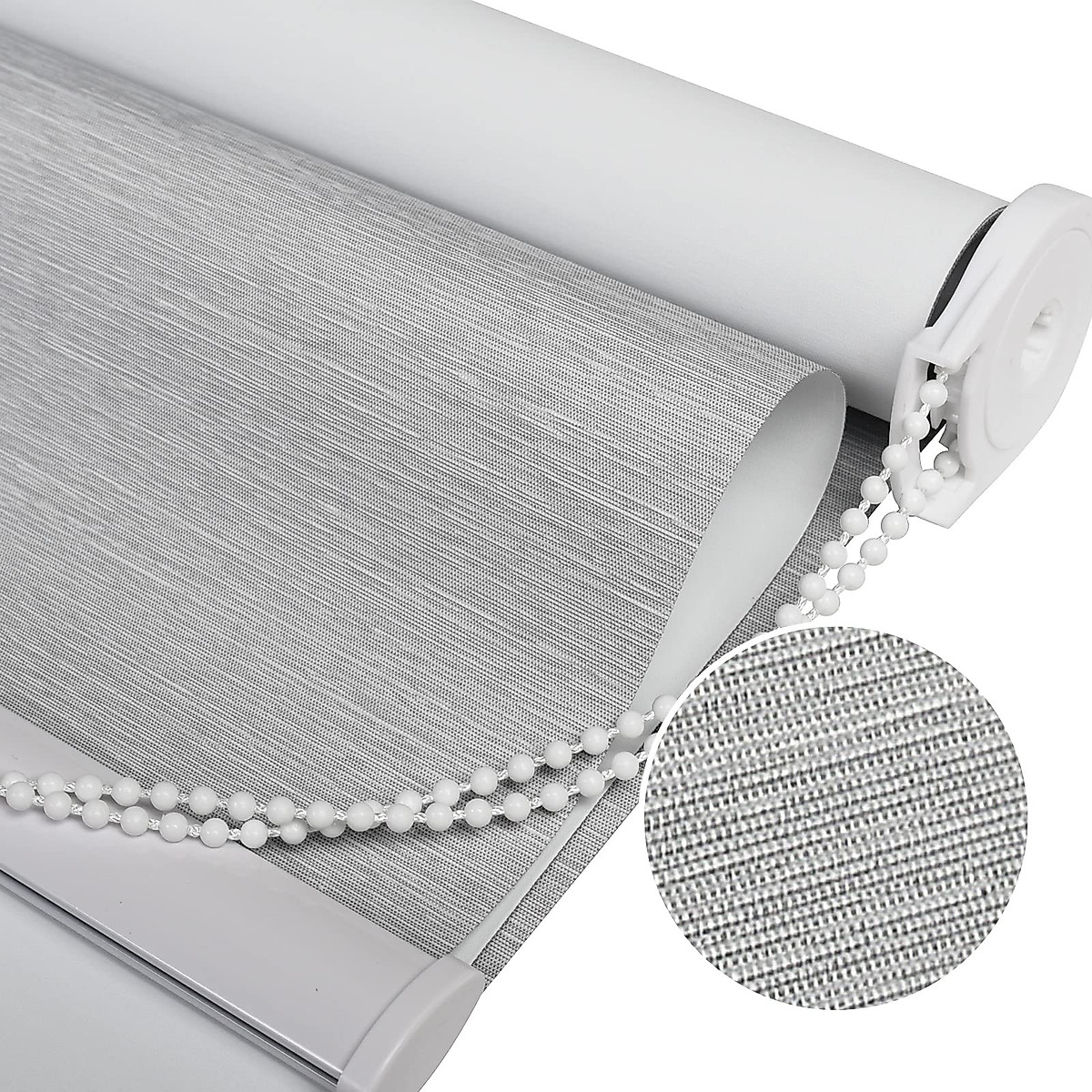 Joydeco 100% Blackout 75”H Window Roller Shades,Light Gray Aluminum Waterproof Classic Thermal Insulated UV Protection Windows Roller Blind for Home Office Living Room(70 x 75 Inch