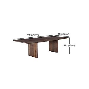 BIGMAII Brown Soild Wood Conference Table Modern Rectangle Dining Table Wooden Kitchen Table with Double Pedestal for Home Office Dining Room - 94.5" L Only Table