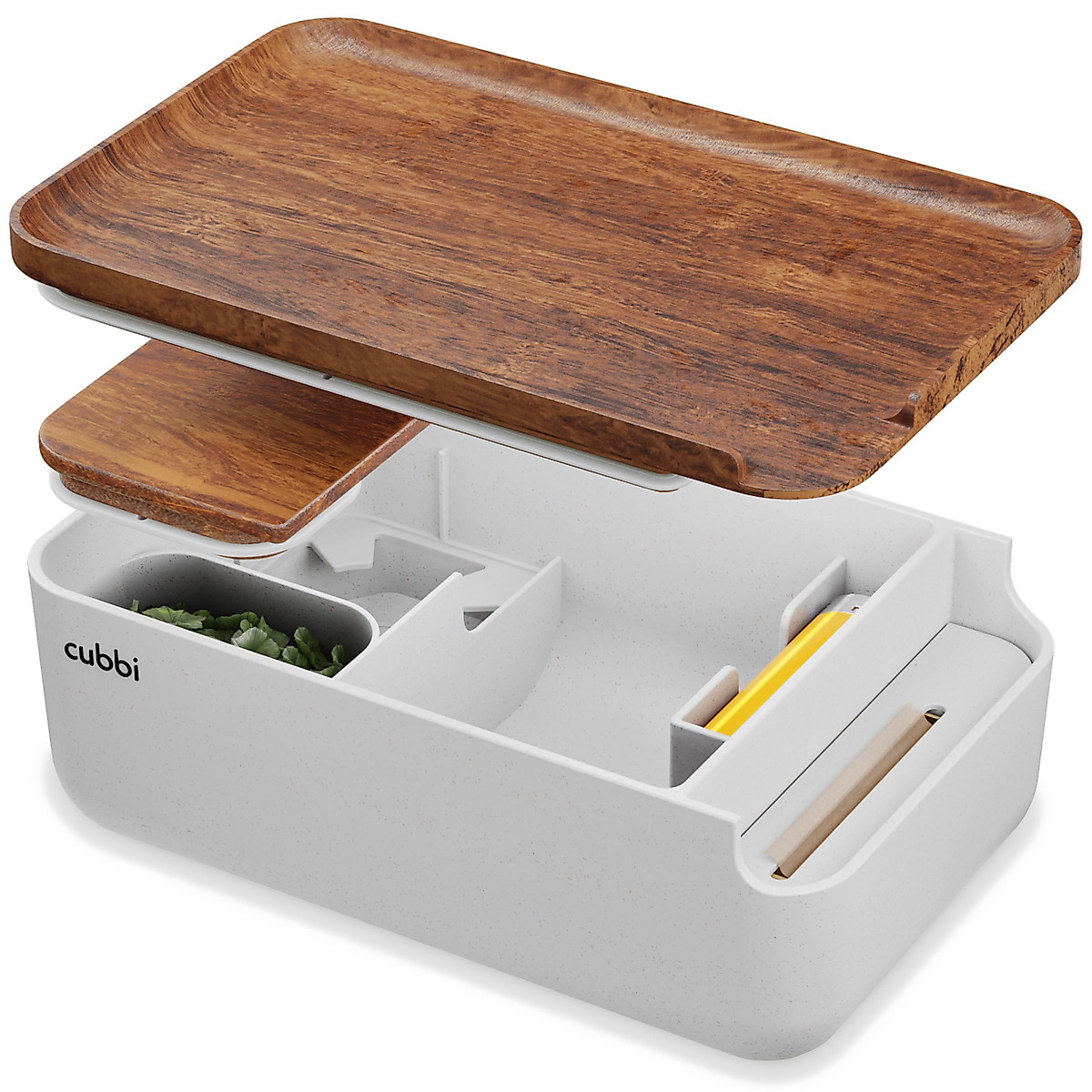 Cubbi - Airtight Box with Tray - Silicone Seals - 100% Air-Tight Storage Box with Accessories – White