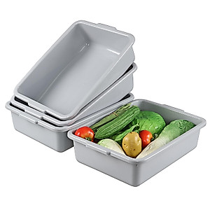 Hayixia 4-Pack 13 L Commercial Bus Tub Box, Plastic Dish Pan Tub, Grey