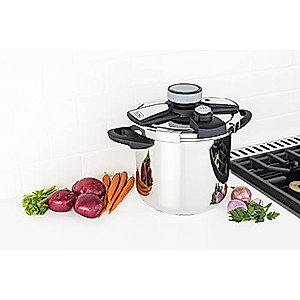 Viking Culinary 3-Ply Stainless Steel Pressure Cooker with Easy Clamp-Style Lock Lid, 8 Quart, Handwash Only, Works on All Cooktops including Induction