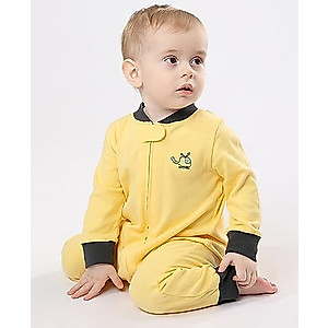 Teach Leanbh Baby 2-Pack Footless Pajamas Cotton Long Sleeve Printing 2 Way Zipper Romper Jumpsuit Sleep and Play 3-24 Months (12-18 Months, Navy dinosaur)