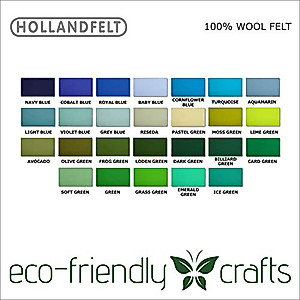 Holland Felt - 100% Merino Wool Felt - Blues and Greens - 1mm Thick - 20cm x 30cm Single Sheet (Violet Blue-52, 20cm x 30cm)
