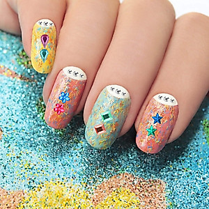 1200+ PCS Self Adhesive Gems Stickers,14 Sheets Rhinestone Stickers for DIY Craft,8 Shapes Sparkle Jewels for Nail Body Makeup Festival