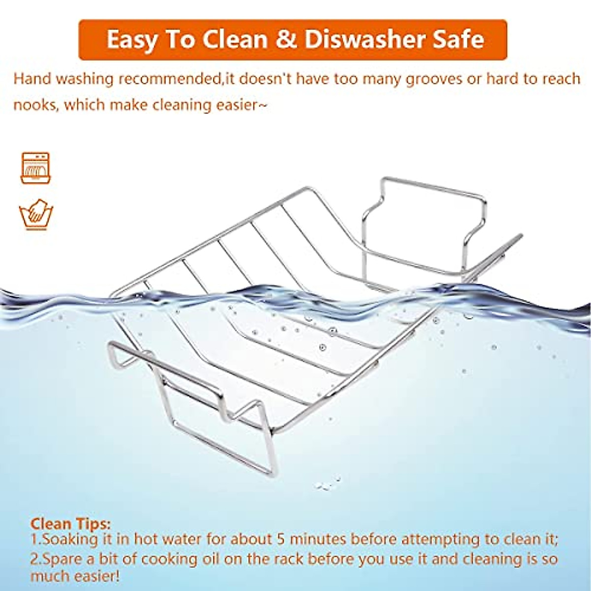 Rib Racks for Big Green egg, Smoking and Grilling Rib Rack, Big Green Egg Accessories, Turkey Roast Rack Dual-Purpose for Large and XLarge Big Green Egg,18" or bigger Kamado grill,100% Stainless Steel