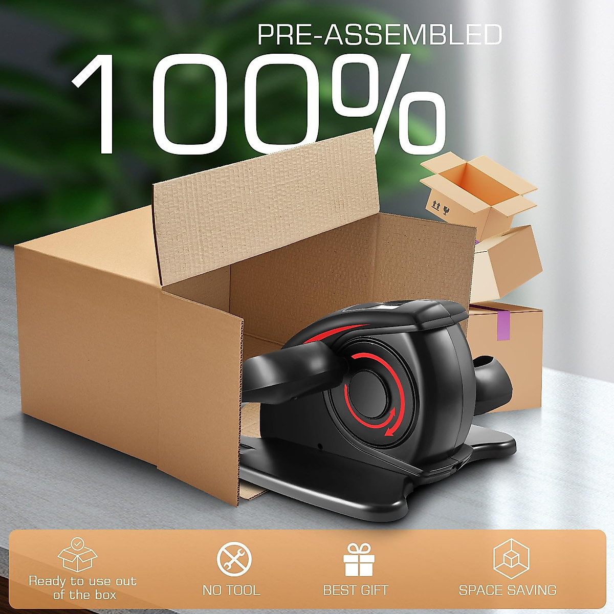 ANCHEER Under Desk Elliptical Machine, Electric Seated Pedal Exerciser, Mini Elliptical Machines for Seniors, LCD Display Monitor, Remote Control, Leg Exerciser for Home (Training Black)