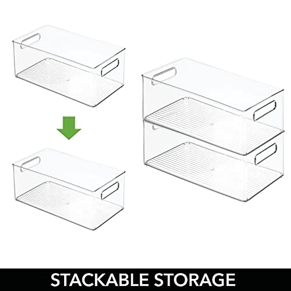 mDesign Deep Plastic Storage Organizer Container Bin, Game and Comic Organization for Cabinet, Cupboard, Playroom, Shelves, or Closet - Holds Video Games, Tablets, DVDs, Ligne Collection, Clear