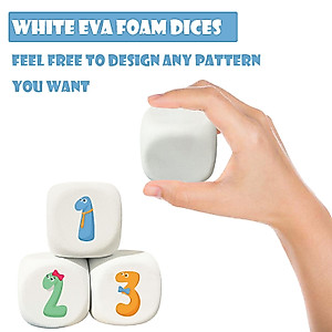 Qidiwin White EVA Foam Dices for Kids Graffiti-Building Blocks,Creative Painting, Party Supplies, 1.96 inchs, 12PCS