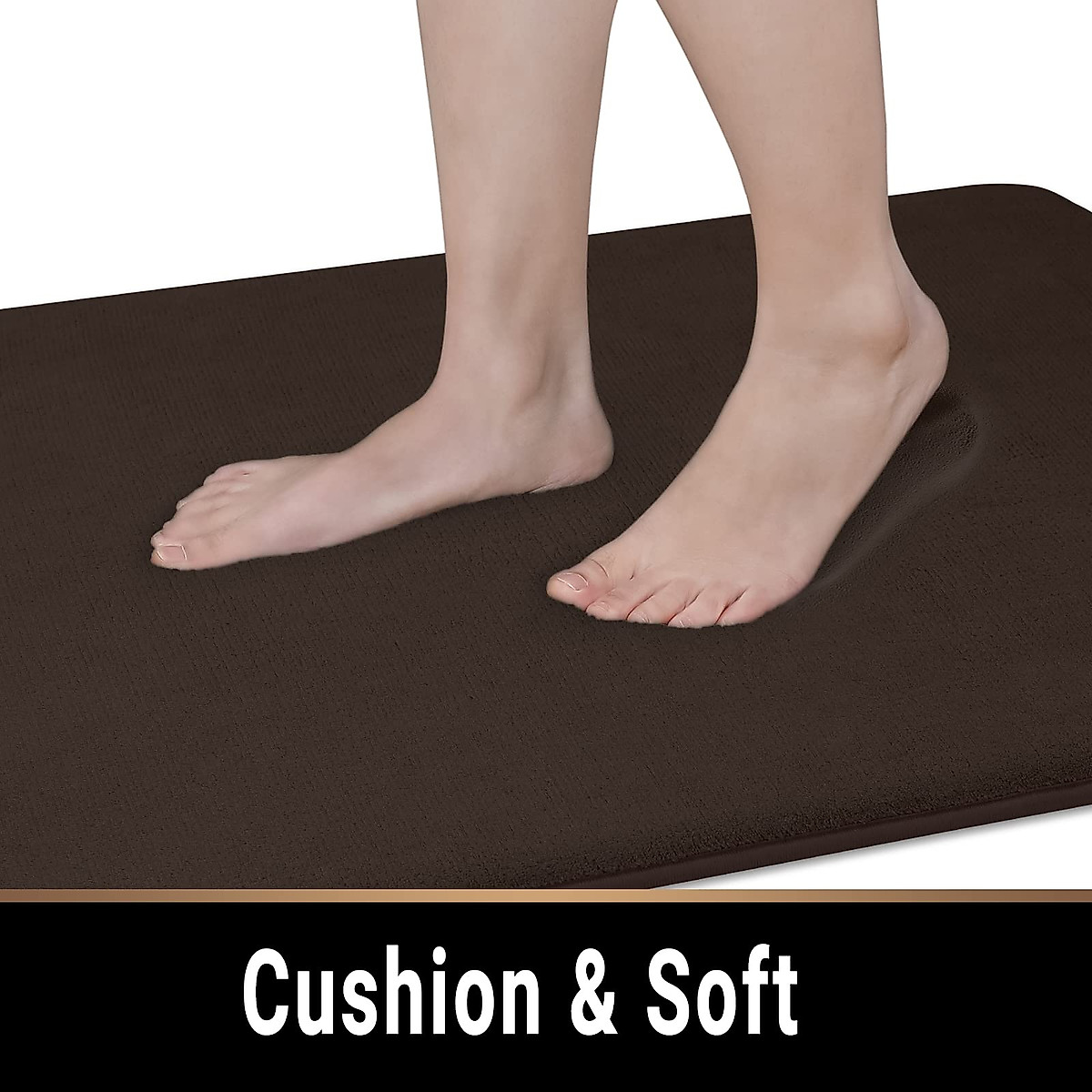 MAYSHINE Memory Foam Non Slip Anti Fatigue Bath Mat | Thick Absorbent Plush Velvet Bathroom Rug - Machine Washable, 17x24, Red