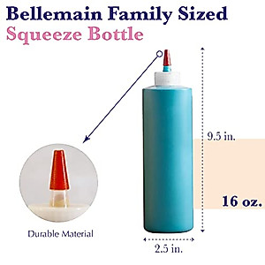 6-pack Premium Plastic Condiment Squeeze Squirt Bottles for Sauces, Paint,Oil, Condiments,Salad Dressings, Arts and Crafts - Food Grade-Includes Funnel, Erasable Marker and Reusable Labels (16 oz)