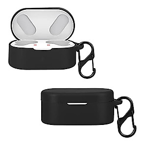 kwmobile Silicone Cover Compatible with OnePlus Nord Buds - Case Cover Stick-On Skin with Clip - Black