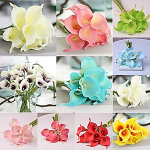 GUCHIS 30pcs Artificial Calla Lily Bridal Wedding Bouquet,Artificial Real Touch Latex Flowers for Home Garden Party Wedding Decoration