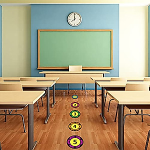 Numbered Spot Markers and Labels Numbers Line Up Floor Decals Classroom Line-Up Helpers for Preschool Kindergarten Elementary Teachers Classroom School Decoration (Sunflower Style)