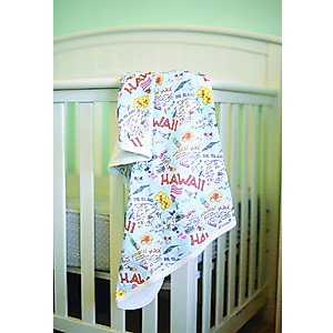 Fish Kiss® Ohio Map Repeat Baby Blanket for Boys and Girls, 28 x 36 inch, Pima Cotton Interlock Knit, Receiving Blanket, Ohio Baby Gift, Newborn Unisex Baby Gift