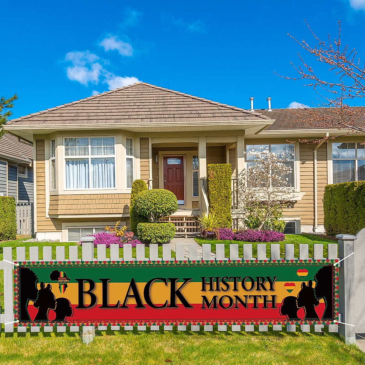 Happy Black History Month Banner for Fence African American Decoration Yard Garage Black Red Yellow Party Decorations Black Girl Holiday Deocr and Supplies