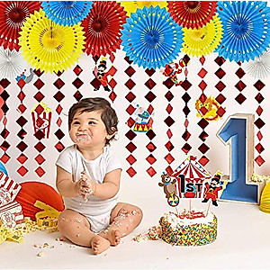 5 Pack Glitter Red Diamond Garland Mirror Hanging Banner Party Decorations for Baby Shower Birthday Wedding Supplies Home Décor (Red)