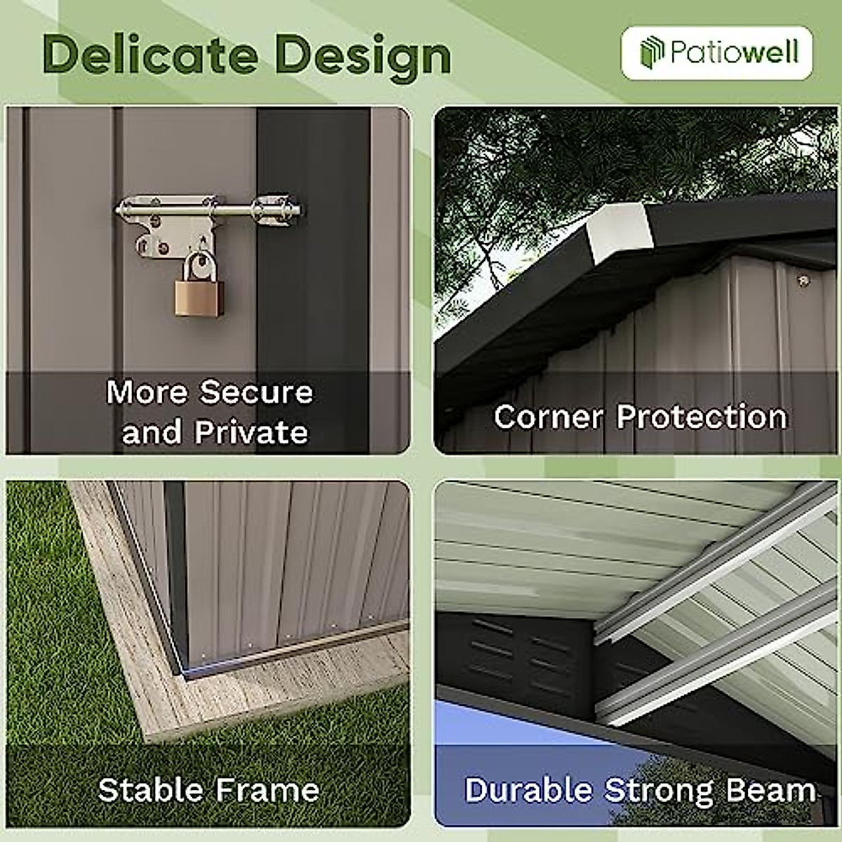 Patiowell 6x4 FT Outdoor Storage Shed, Garden Tool Storage Shed with Sloping Roof and Double Lockable Door, Outdoor Shed for Garden Backyard Patio Lawn, Brown