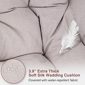 PHI VILLA Outdoor Papasan Chairs Set of 2, Oversized Scoop Wicker Chairs with Cushions & Steel Frame, Double Comfy Conversation Reading Chairs Furniture for Apartment Patio, Porch, Deck, Balcony