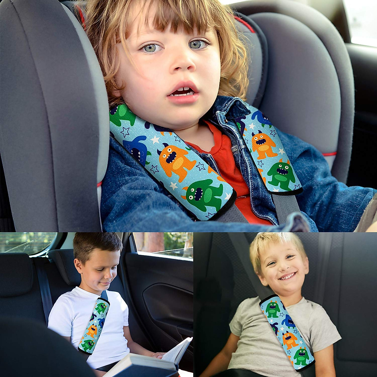 Car Seat Straps Shoulder Pad for Kids, Seat Belt Pad, Seat Belt Cover for Kids, Kids’ Seatbelt Padding, Soft Comfort Seat Belt Cushion, Shoulder Strap Pad, Car Accessories for Boys, One Piece