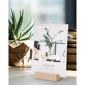 Baoz 12 PCS Wood Place Card Holders Table Number Stands Picture Holder Acrylic Sign Holders 3.9 X 1.1 X 0.7 inch for Retail Shop Cafe Wedding Dinner Home Party Events Decoration