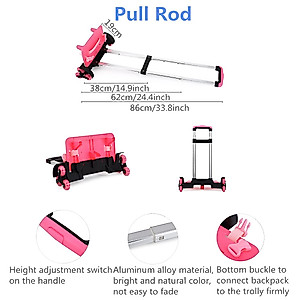 Bowknot Kids Rolling School Backpack 2Pcs Polka Dot Princess Style Trolley Bookbag on Six Wheels