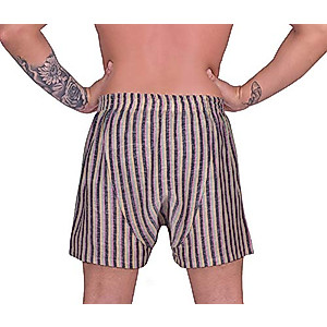 LUFT Mens Soft Striped Printed Comfortable Seamless Linen Fabric Breathable Lightweight Material Elastic Waistband Boys Men Stylish Colorful Underpants Underwear Boxer Shorts, Multicolor Stripe XL