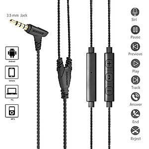 ROCUSO Noise-Isolating Musician's in Ear Monitor, Wired Over Ear Headphones with Microphone,Sport Earbuds for Running,Jogging,Gym,Compatible with iPhone, Cell Phones,Computers (Black)