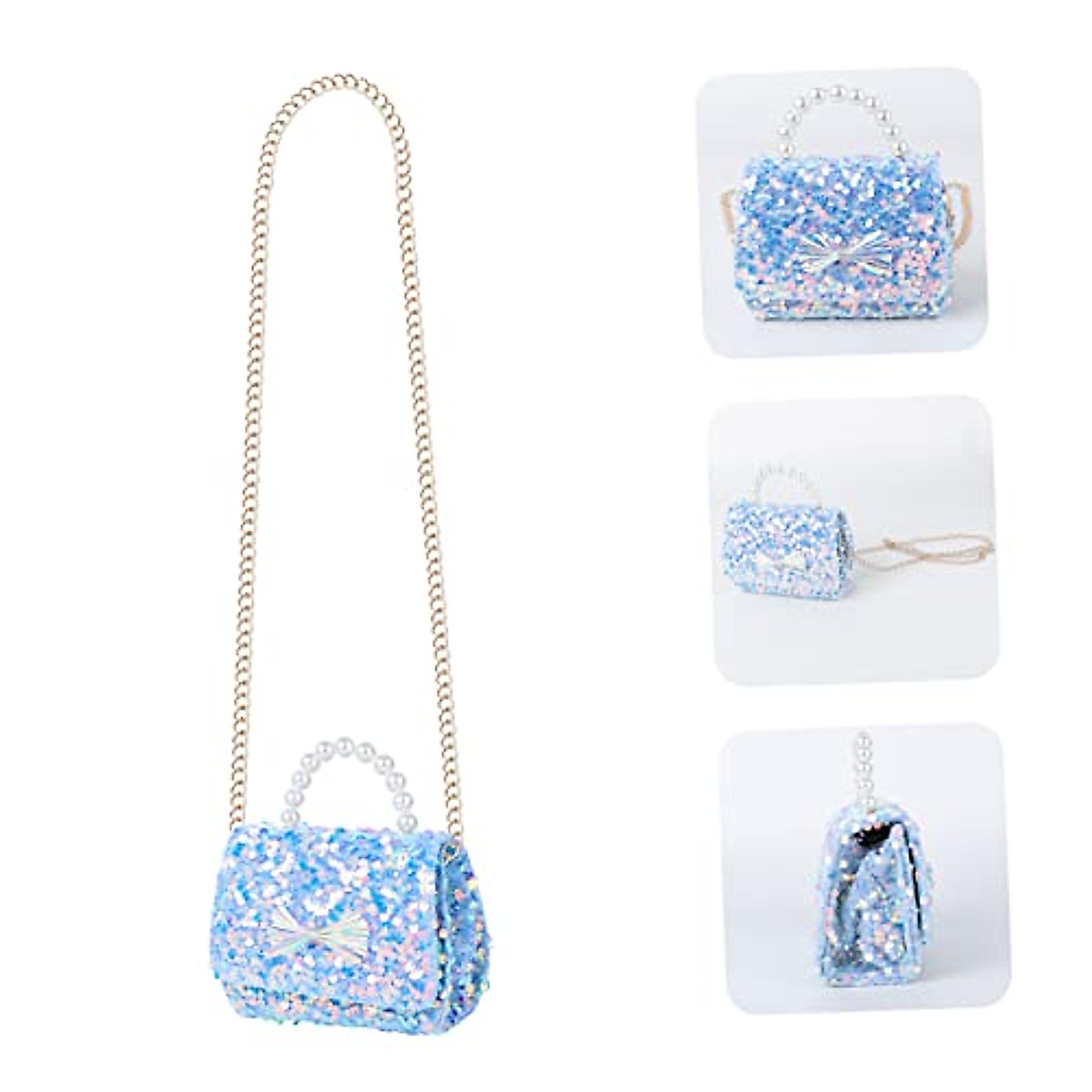 VALICLUD Trendy Sequin Purses for Women Glitter Handbag Chain Women's Crossbody Bag Elegant Bowknot Design Small Size Big Storage for Ladies