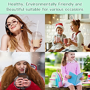 Nuenen 8 Packs Reusable Straws with Case Silicone Straws Reusable Collapsible Travel Straw Portable Folding Drinking Straw with Keychain Carry Pouch and Cleaning Brushes for Home Travel Party Drinks