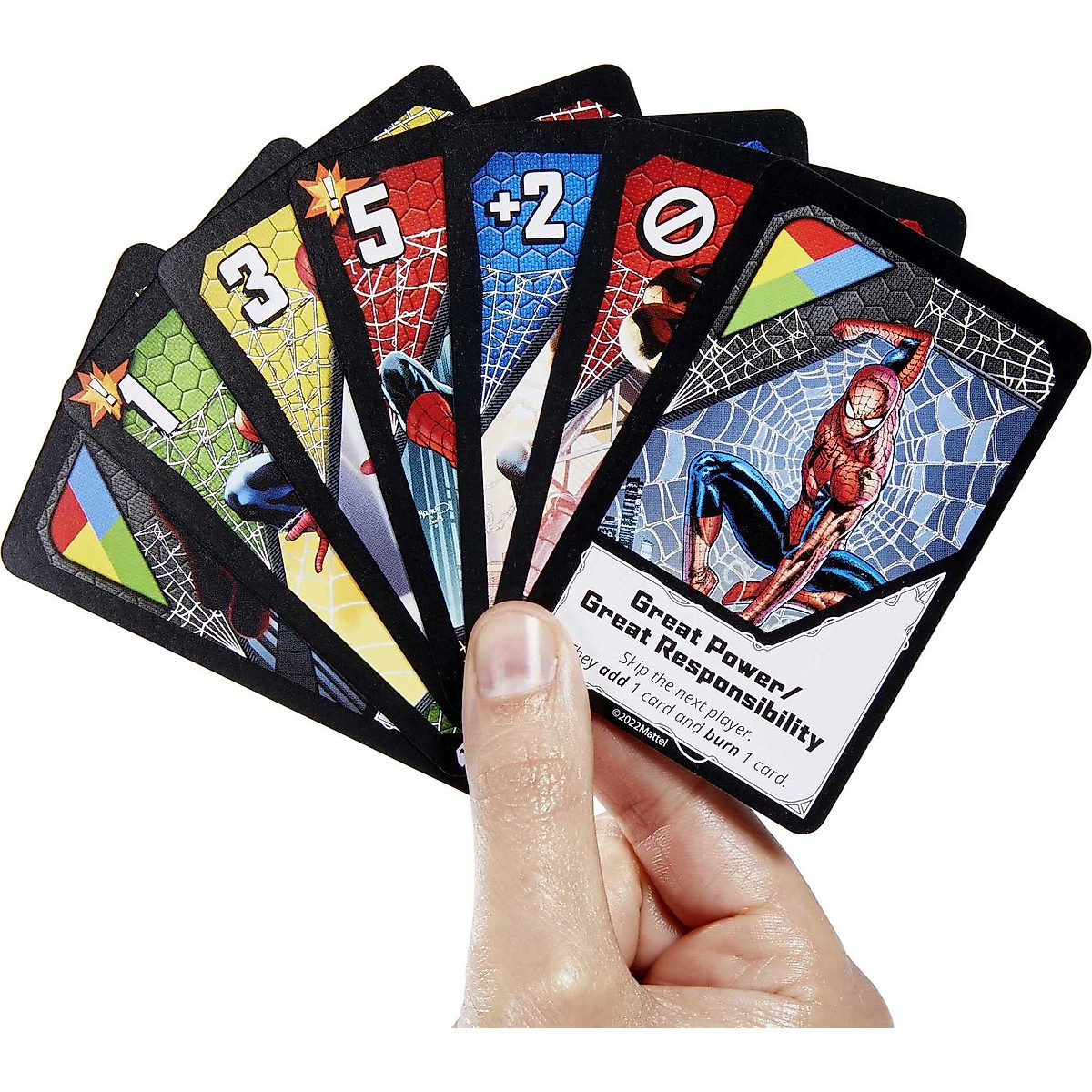 Mattel Games ​UNO Ultimate Marvel Card Game Add-On Pack with Spider-Man Character Deck & 2 Collectible Foil Cards, Gift for Collectors & Kids Ages 7 Years & Older