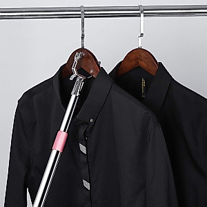 Support Bar with Closet Hook Pole,wardrobe Retractable Clothes Hanger Pole Hook,suitable for Wardrobe,hanger(maximum Length Can Only 78.7 Inches,don't Use to Outdoor Clothesline Pole,clothesline)