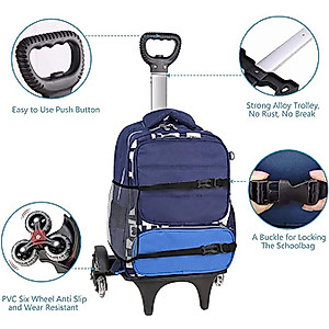 Amythe Backpack Trolley Wheeled Cart with Net Bag, Durable Aluminium Alloy Folding Luggage Carts with Wheels, Foldable Lightweight Student's Backpack Travel Hand Truck with Buckles, 6 Wheels