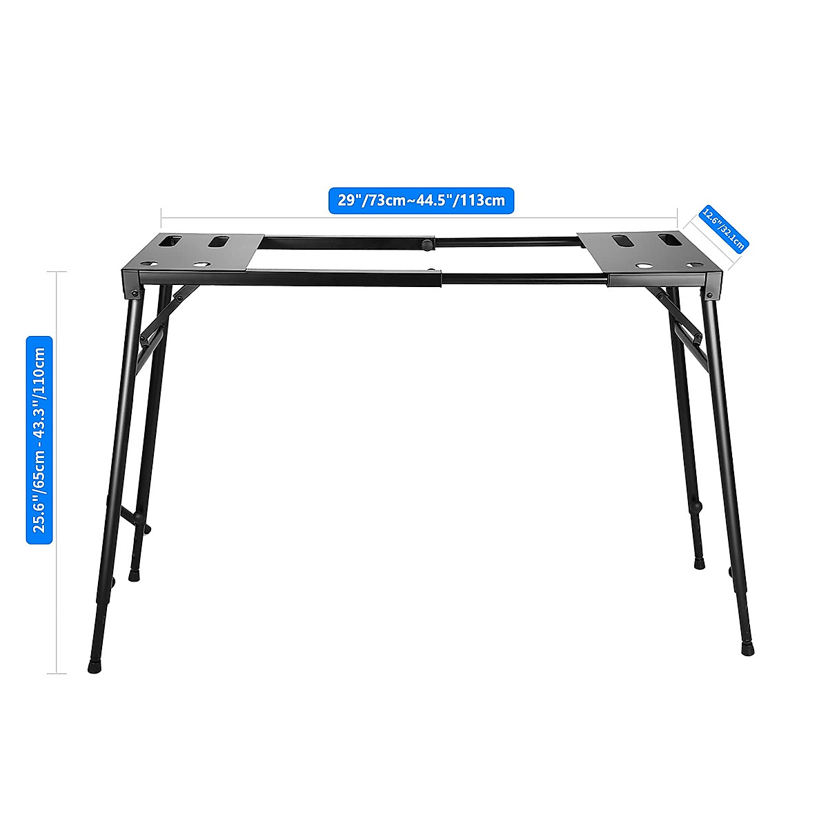 Neewer Collapsible Piano Keyboard Stand for 61-key / 76-key / 88-key Keyboard with Adjustable Height from 25.6"to 43.3"/65cm to 110cm and Length from 29"to 51.2"/73cm to 113cm, Black