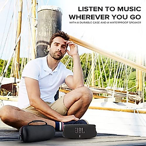 JBL Charge 5 - Portable Bluetooth Speaker with Megen Hardshell Travel Case with IP67 Waterproof and USB Charge Out (Black)