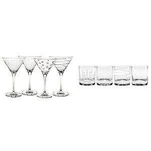 Mikasa Cheers Martini Glass Set of 4 and Double Old Fashioned Glass Set of 4