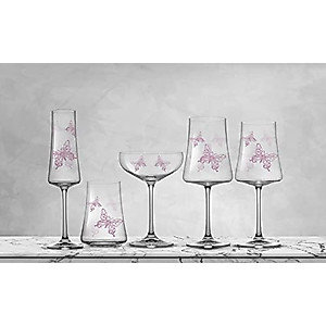 JoyJolt Meadow Butterfly Red Wine Glasses – Premium Red Wine Glasses Set of 2 – Exquisite Pink Butterfly Crystal Wine Glasses – 21oz Long Stem Unique Wine Glasses – Made in Europe