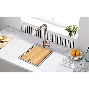 STARSTAR Workstation Ledge Topmount/Drop-in Single Bowl 304 Stainless Steel Kitchen/Yard/Bar/Laundry/Office Sink, With Grid, Cutting Board, Strainer with basket (15 x 20 x 10)