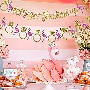 Let's Get Flocked Up Banner Flamingo Diamond Ring Party Garland Final Flamingle Party Decor Hawaii Luau Flamingo Tropical Summer Beach Pineapple Bachelorette Themed Party Supplies Decorations