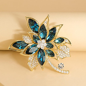 AOOF Crystal Inlaid Zircon Brooch Blue, Used for Ladies Parties, Parties, Birthdays Will Make You More Beautiful and Bright