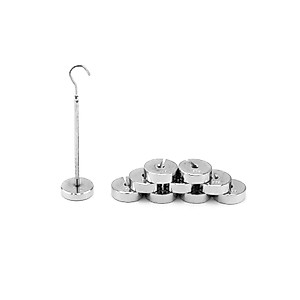 QWORK Slotted Weight Set, 9 Pcs Slotted Mass Set with Hangers - 9 Weights (50g) - 500g