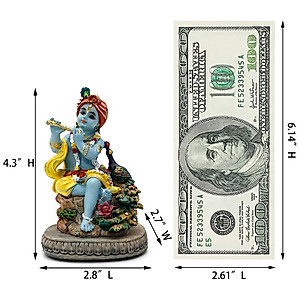 Hindu God Lord Krishna Statue – 4.3" H Indian Idol Krishna Sculpture India Wedding Baby Shower Return Gifts Diwali Gifts Home Office Mandir Temple Puja Gifts Murti Pooja Item