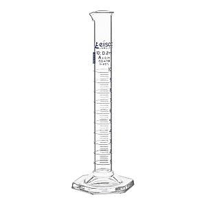 EISCO Graduated Cylinder, 10ml - Class A Tolerance ±0.10ml - Hexagonal Base - Blue Graduations - Borosilicate 3.3 Glass